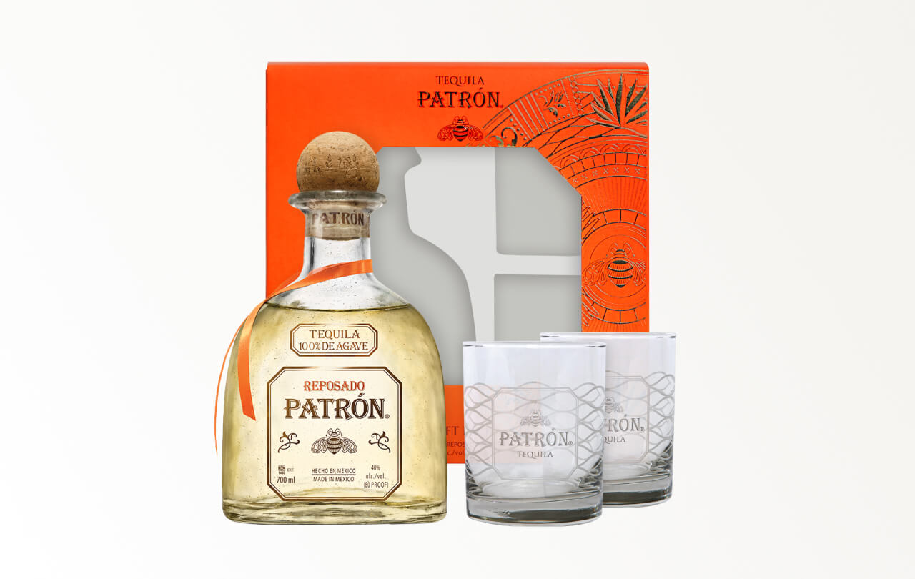 Patron Reposado with 2 Rocks Glasses (750ml) – Kakaako Wine